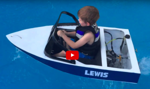 See Kid’s Mini-Boat in Swimming Pool. Video